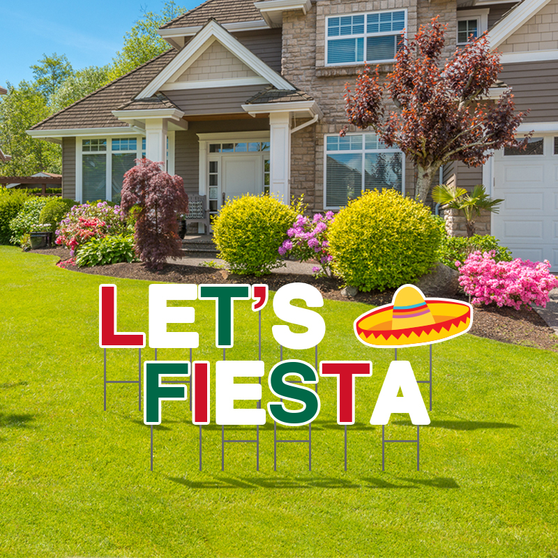 Pre-Packaged Let’s Fiesta Yard Letters | In-Stock Yard Signs ...