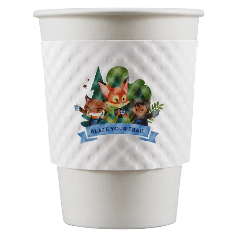 Full Color 12/16/20/24 Oz Beverage Wrap Paper Sleeves - White - Imprint.Com