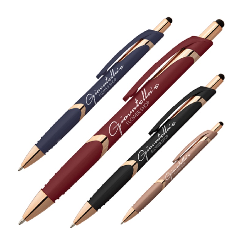 Gemini Softy Rose Gold Pen With Stylus - Imprint.Com