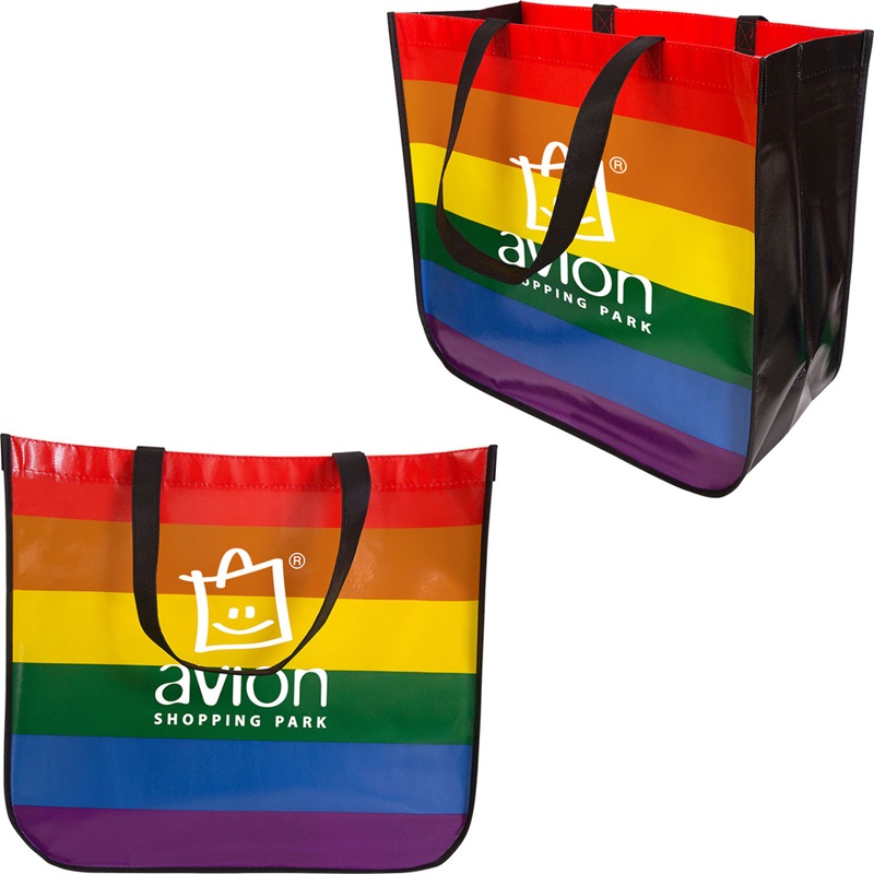 Large Rainbow Laminated Tote Bags - Imprint.Com