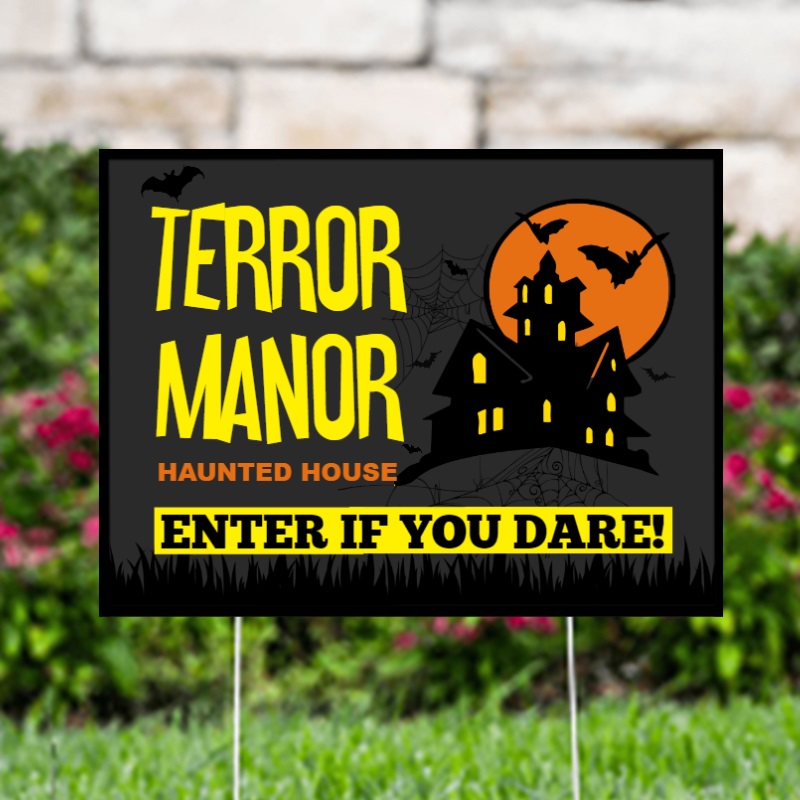 Terror Manor Enter If You Dare Yard Signs | Halloween Yard Signs