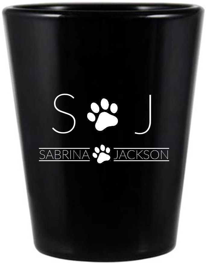Personalized Bodyguard Pug Pet Wedding Black Shot Glasses - Imprint.Com