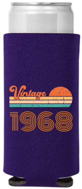 Vintage Custom Year Birthday Full Color Slim Can Coolers - Imprint.Com