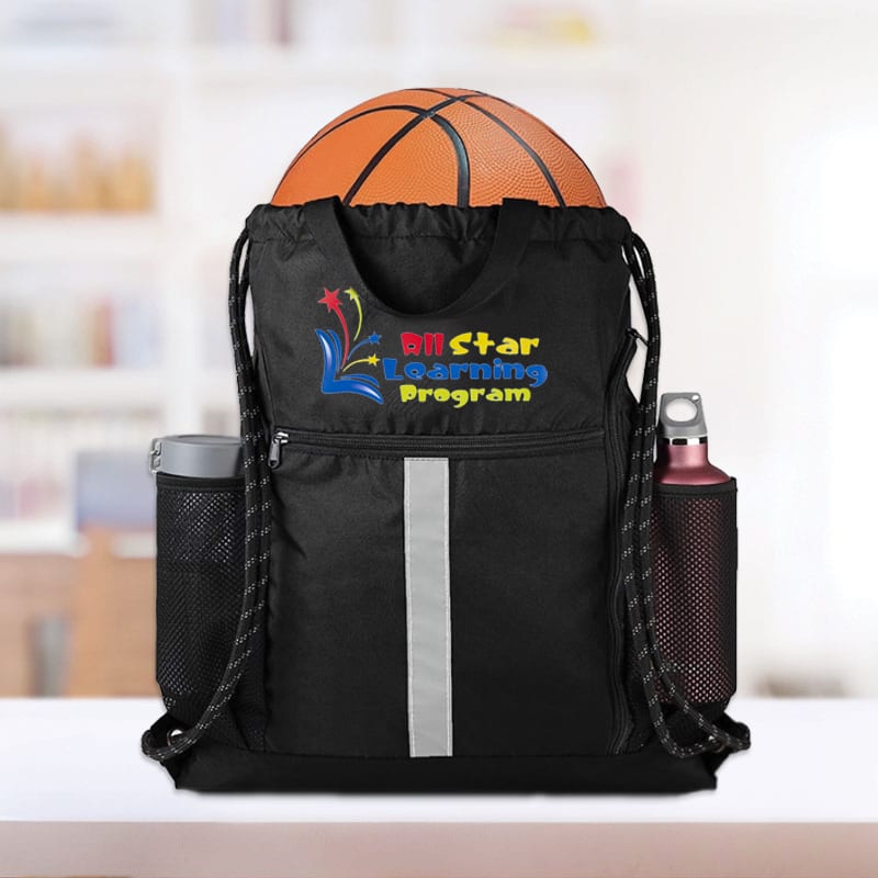 Drawstring Sports Backpack Bags With Bottle Holders | Drawstring Sportpacks